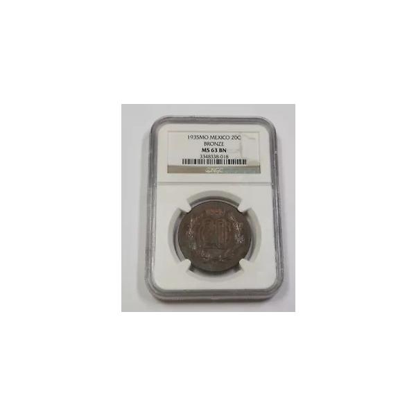 1935-MO NGC MS63 ミントステート BN ブラウン | 20 センタボス 20c メキシコ コイン #35715A