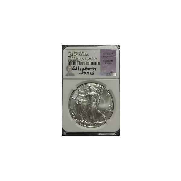2016 シルバー イーグル FDOI MS70 30 周年記念エリザベス ジョーンズ