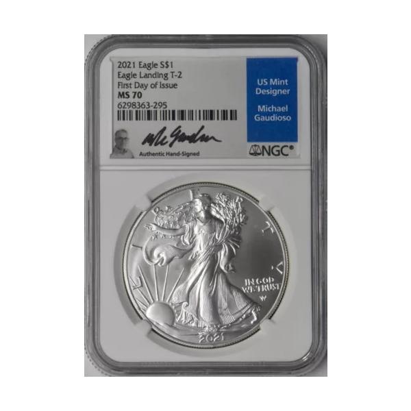 2021 T-2 アメリカン シルバー イーグル NGC MS70 FDOI Gaudioso 署名入り ?COINGIANTS?