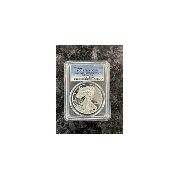 2016 W プルーフ シルバー イーグル PCGS PR70 DCAM フラッグ FS 30 周年記念文字エッジ