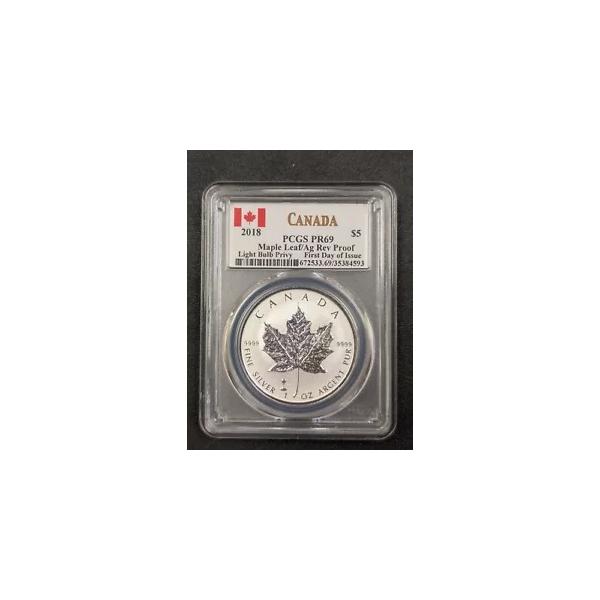 2018 カナダ リバース プルーフ シルバー メープル リーフ- PCGS PR 69-電球プライベート- FDOI