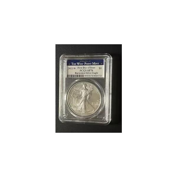 2022-W 光沢仕上げ $1 アメリカン シルバー イーグル PCGS SP70 FDOI ウエスト ポイント ラベル