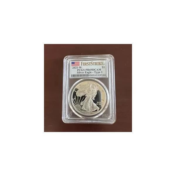 2021 W プルーフ シルバー イーグル PCGS PR69 DCAM フラッグ ファースト ストライク ラベル タイプ 1
