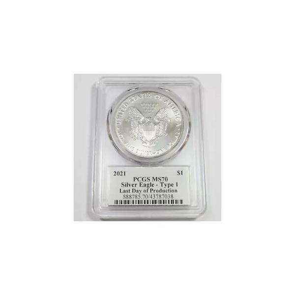 2021 PCGS MS70 タイプ 1 - 1 オンス シルバー アメリカン イーグル - SAE 米国 $1 コイン #47498A