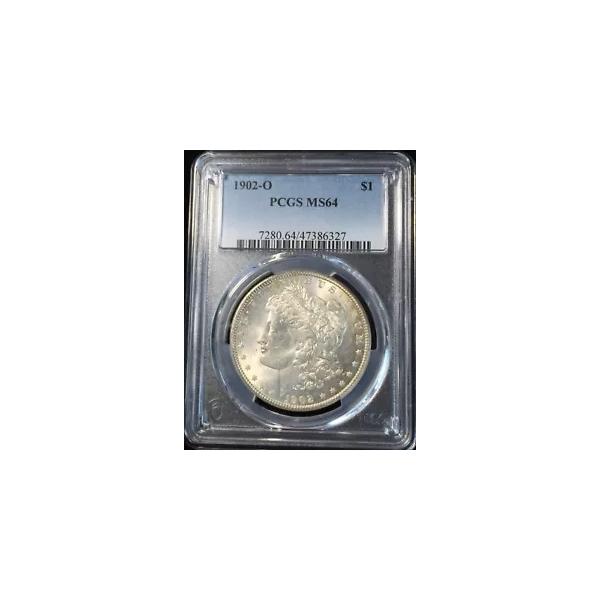1902-O PCGS MS64 モーガン シルバー ダラー ホワイト ライト ゴールデン リム トーニング #327