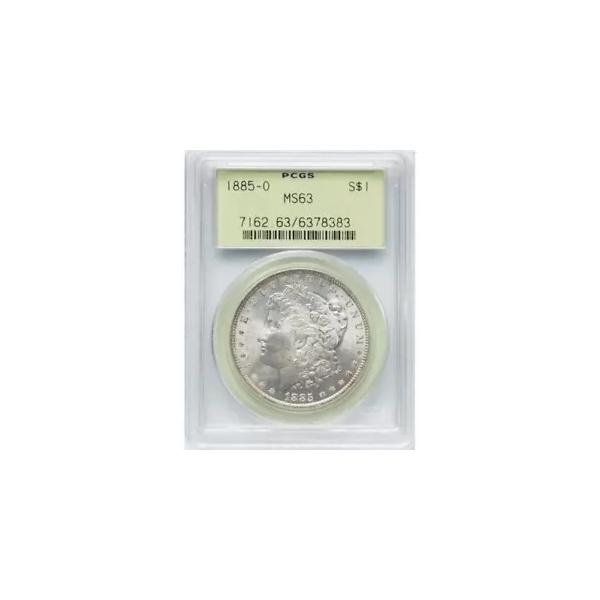1885-O モーガン シルバー ダラー $1 MS63 PCGS Gen 3.0 イエロー ホルダー