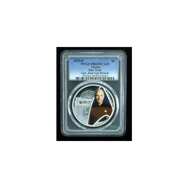 2015-P $1 ツバル スタートレック キャプテン ジャン リュック ピカード シルバー コイン PCGS PR69