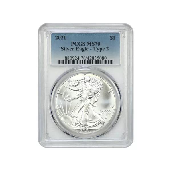 2021 $1 シルバー イーグル PCGS MS70 (タイプ 2) - シルバー イーグルス