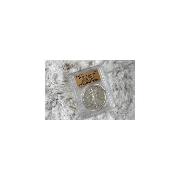 2022-W シルバー イーグル $1 / PCGS PR70DCAM / FDOI / ゴールド フォイル