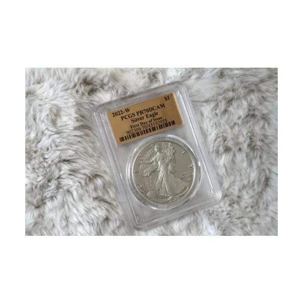 2022-W シルバー イーグル $1 / PCGS PR70DCAM / FDOI / ゴールド フォイル