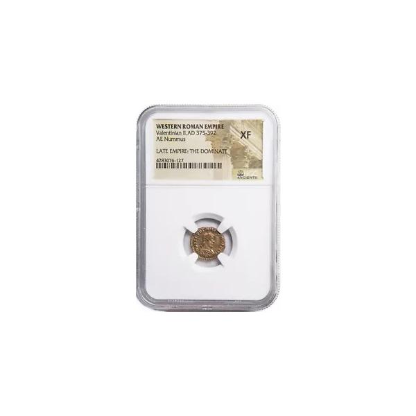 Valentinian II Roman AE3 コイン (AD 375-392) NGC グレード: XF 送料無料!!!