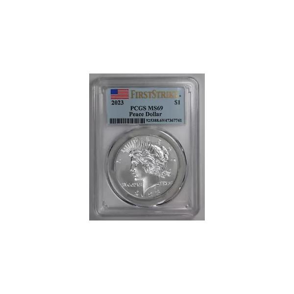 2023 ピース シルバー ダラー PCGS MS69 ファースト ストライクにはボックス/COA が含まれます