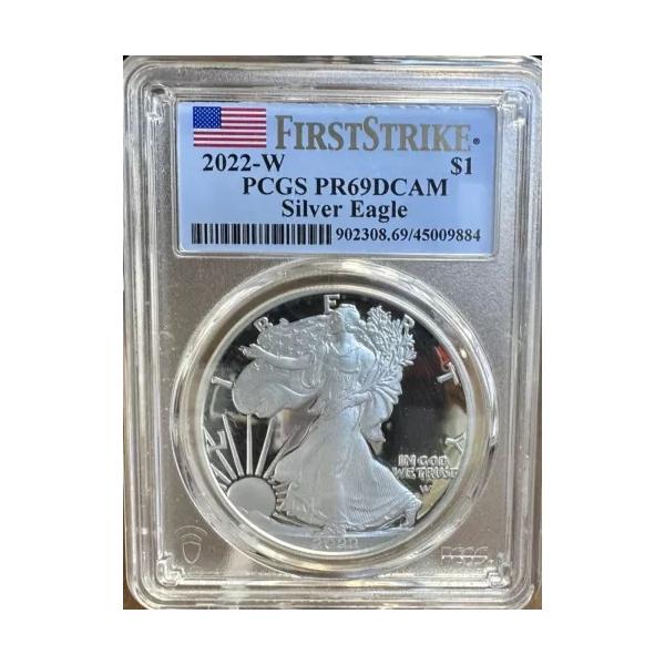 2022-W プルーフ $1 アメリカン シルバー イーグル PCGS PR69DCAM FS フラグ ラベル