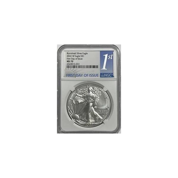 2022 W $1 NGC MS70 FDOI 発行初日 バーニッシュシルバー アメリカン イーグル 1st