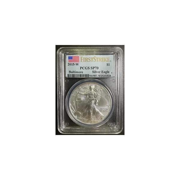 PCGS 2015-W アメリカン シルバー イーグル ASE $1 バーニッシュ パーフェクト SP70 ファースト ストライク S3