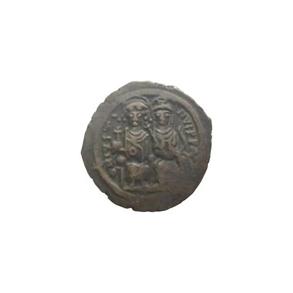 Justin II with Sophia 574-5 Follis Nicomedia 1st Officina Byzantine Coin 14Q