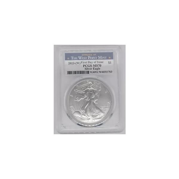 2023 W アメリカン シルバー イーグル PCGS MS 70 発行初日 $1 1オンス コイン (JW977)