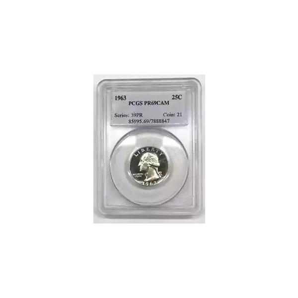 1963 プルーフ シルバー ワシントン クォーター PCGS PR-69 CAM