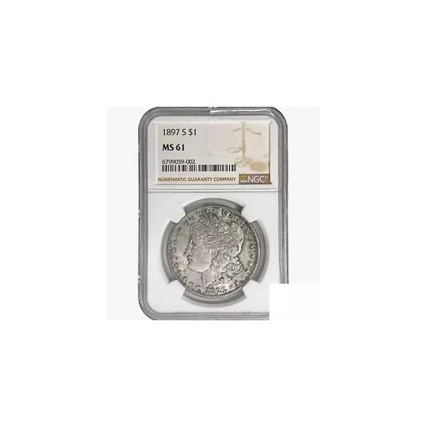 1897-S モーガン シルバー ダラー コイン NGC MS61