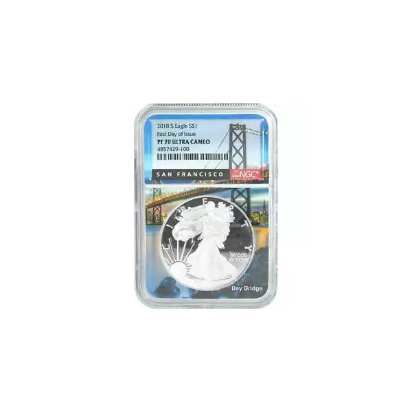 2018 S アメリカン シルバー イーグル PF 70 UCAM NGC 初日 $1 SKU:CPC9552