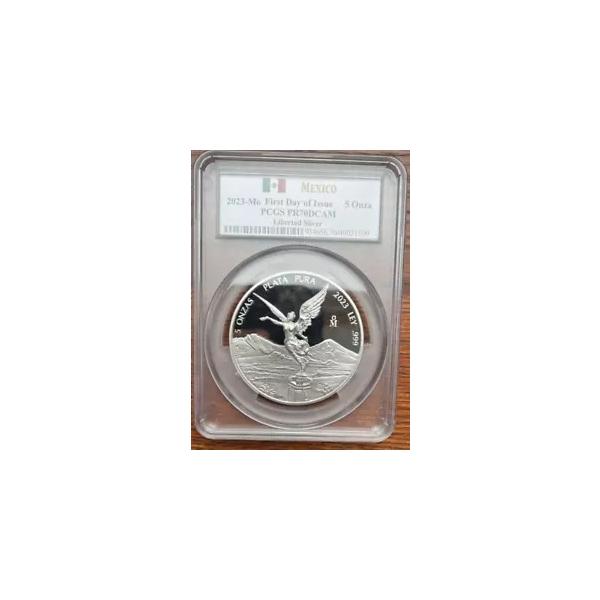 2023-Mo メキシコ 5 オンス シルバー リベルタ PCGS 発行初日 PR70DCAM