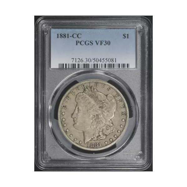1881-CC モーガン シルバー ドル~PCGS 認定 VF30~タフデイト 問題なし*