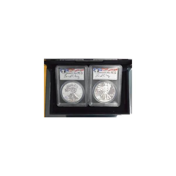 2013-W シルバー イーグル 2 コイン ボックス セット PCGS PR70/MS70 リバース/エンハンスド エドモンド モイ