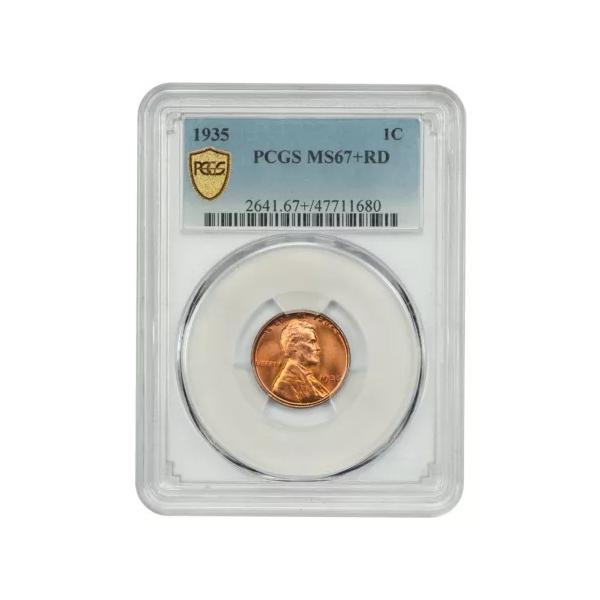 1935 1C PCGS MS67+RD - リンカーン セント (ウィート リバース)