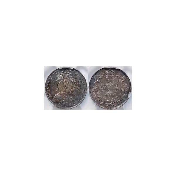 PCGS 等級 SP63 カナダ 1908 10 セント エドワード 7 世標本銀貨