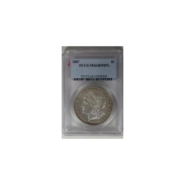 1887 1.00 PCGS MS64 DMPL モーガン シルバー ドル、ミス リバティ ヘッド ドル