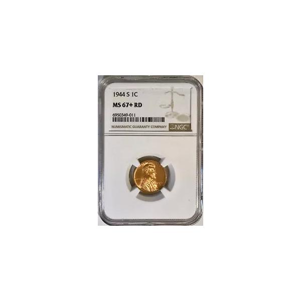 1944-S リンカーン ウィート セント NGC MS67+ RD 素晴らしい光沢のあるレッド PCGS 価格 $1000.00