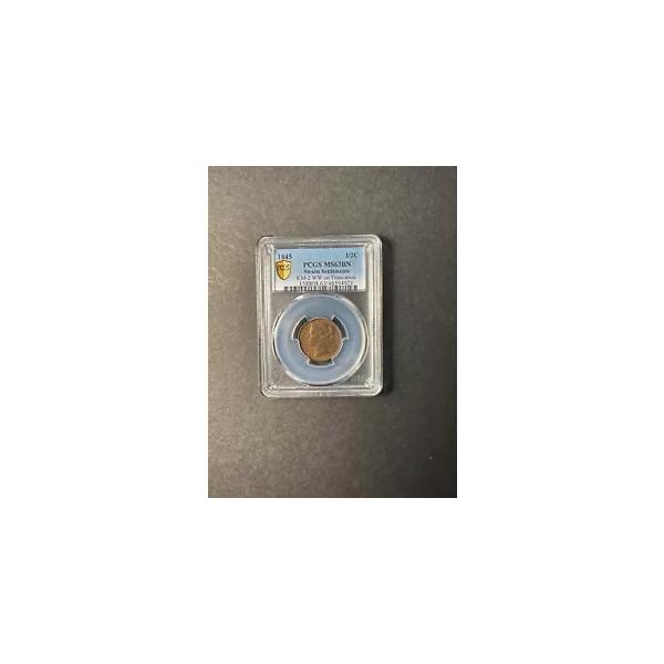 海峡集落 1/2 セント 1845 ビクトリア女王 PCGS MS63 BN