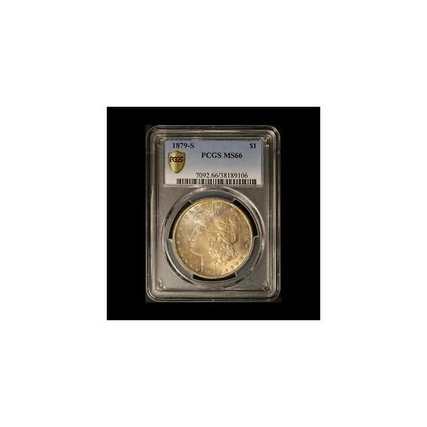 1879-S $1 モルガン シルバー ダラー、調色 PCGS MS66 - 送料無料 米国