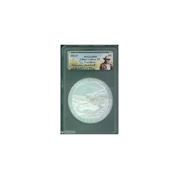 2012-P チャコ カルチャー アメリカ ビューティフル 5 オンス シルバー PCGS SP69 セオドア ルーズベルト