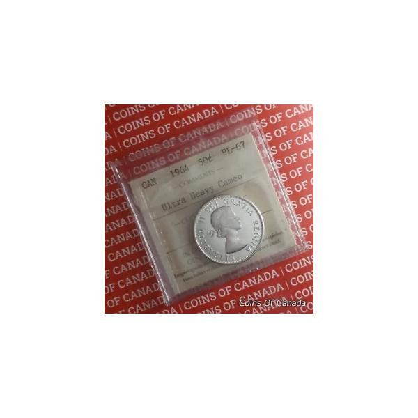 1964 カナダ 50 セント コイン - ICCS PL 67 ウルトラヘビー カメオ トップ ポップ #coinsofcanada