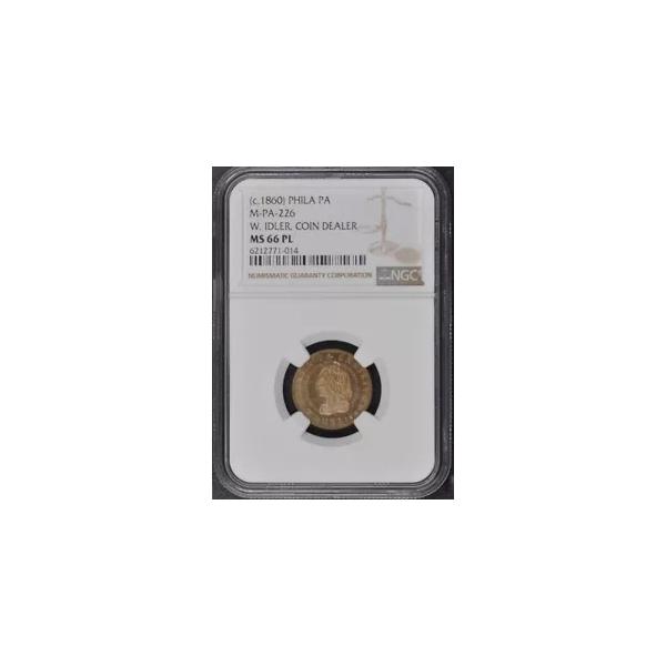 1860年代 フィラデルフィア PA NGC MS66 PL M-PA-226 アイドラー コイン ディーラー トークン