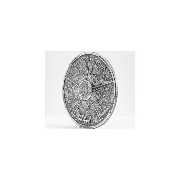 2021 パラオ $20 AZTEC FIVE SUNS Ages of Man Creation of World 3 オンス銀貨-