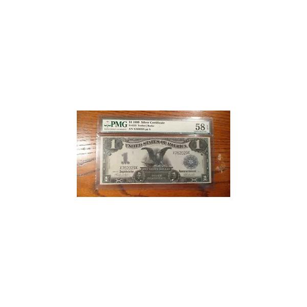 1899 PMG AU58 EPQ 1 ドル ブラック イーグル シルバー 証明書ノート FR #233 $1 紙幣
