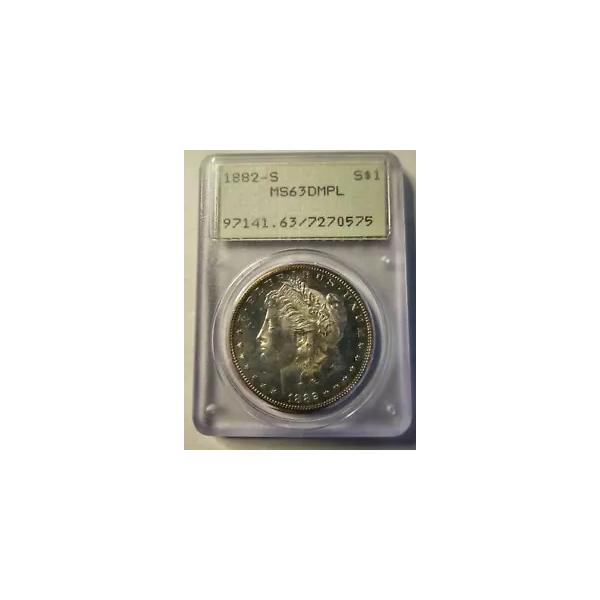 1882 S モーガン シルバー ダラー PCGS MS-63 DMPL オールド *ラトラー* ディープ ミラー プルーフ ライク