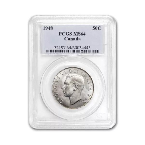 1948 カナダ シルバー 50 セント ジョージ 6 世 MS-64 PCGS