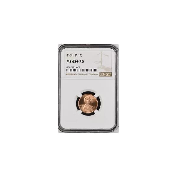 1991-D 1C RD リンカーン記念館 1 セント NGC MS68+RD 6697132?002