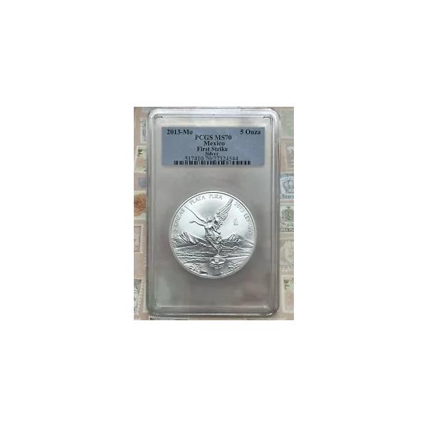 2013 メキシコ 5 オンス シルバー リベルタ MS70 PCGS ファースト ストライク シルバー