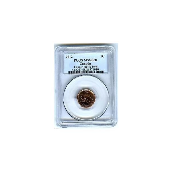 2012 カナダ セント PCGS MS68 RD 磁性鋼 ハイグレード 最終年発行 希少！