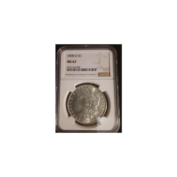 1898-O モーガン US シルバー ダラー コイン - グレード NGC MS63 未流通