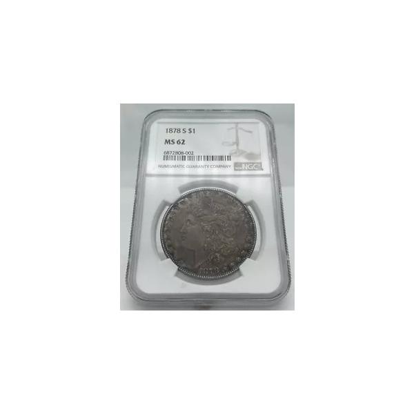 1878 $1 モーガン シルバー ドル NGC MS 62 - トナー コイン