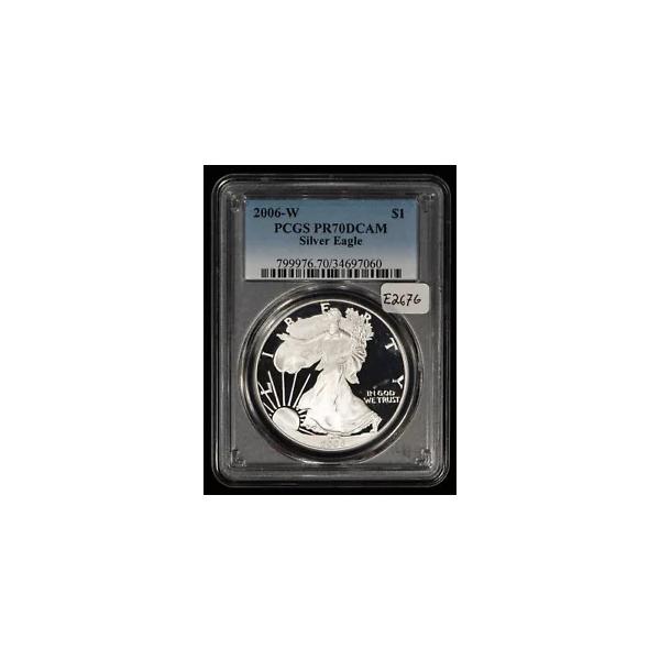 2006-W 1 オンス シルバー アメリカン イーグル プルーフ - ブルー ラベル - PCGS PR 70 DCAM - E2676