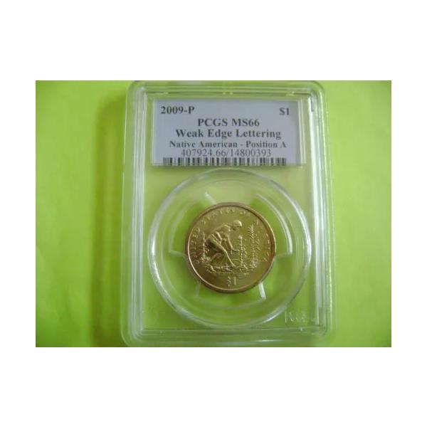2009-P ネイティブ アメリカン PCGS MS66 ポジション A 弱いエッジ レタリング エラー コイン
