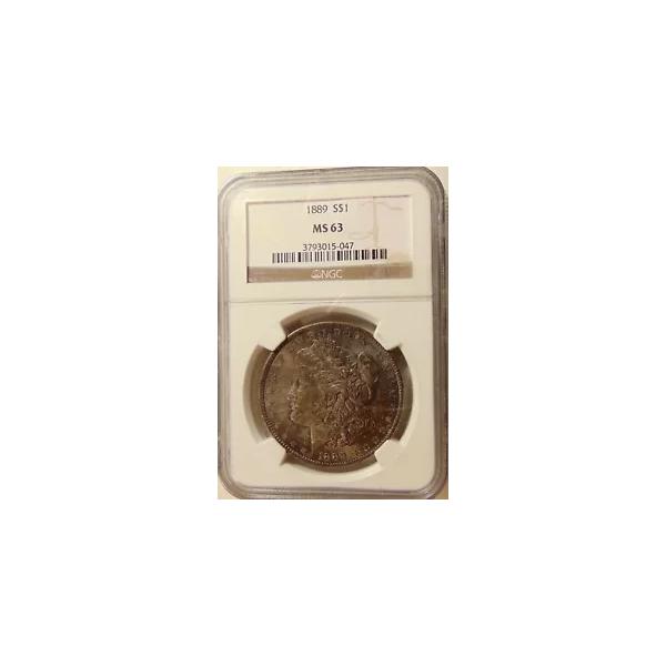 1889-P モルガン シルバー ダラー - ベター デイト - NGC MS63 - プリティ BU コイン