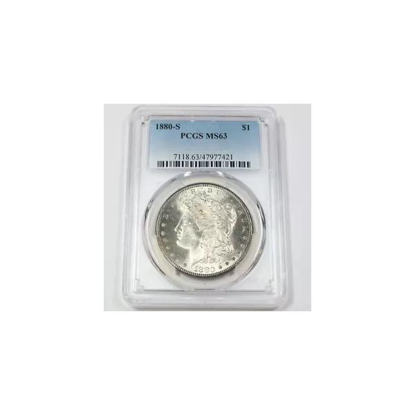 1880 S PCGS MS63 |モルガン ドル銀貨 - 1 米国ドル コイン #44868A