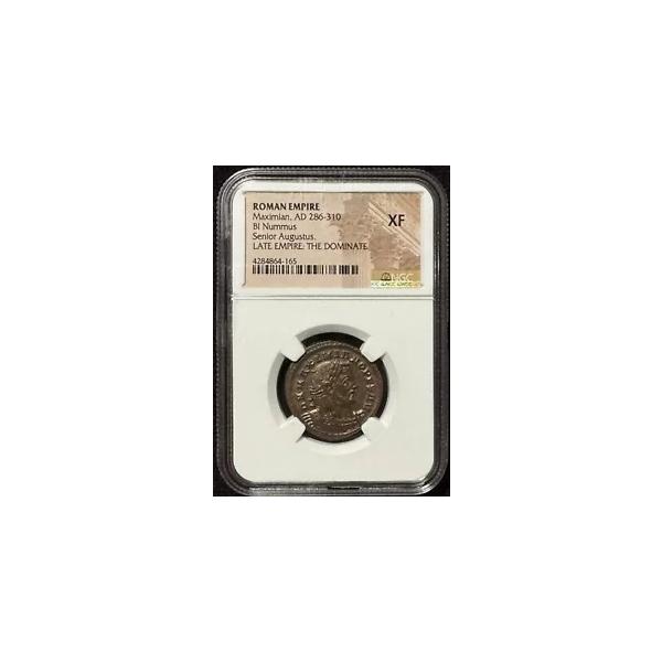286-310 AD Roman BI Nummus Maximian NGC XF - シャープなディテール！ - 送料無料